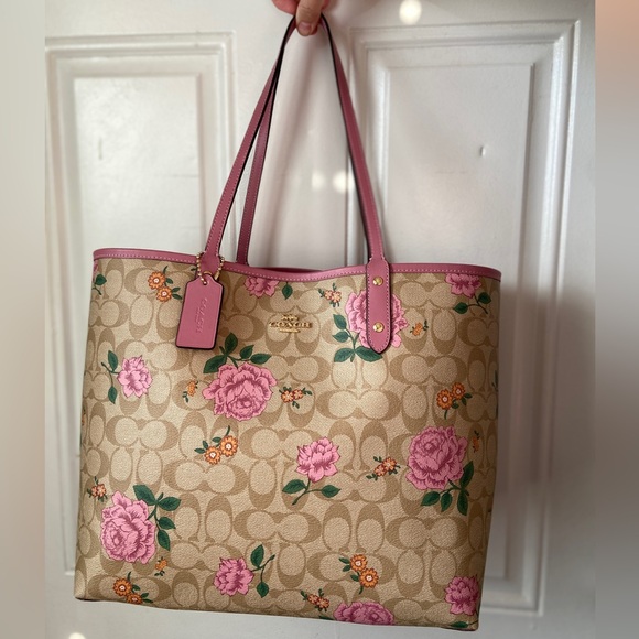 Coach | Bags | Coach Reversible City Tote In Signature Canvas With Prairie Rose Print | Poshmark